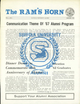 "The Ram's Horn alumni newsletter, Vol. 1, No. 1, 1967" by Suffolk ...