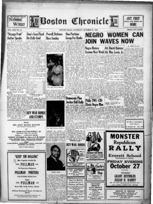 "Boston Chronicle October 21, 1944" by The Boston Chronicle