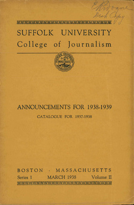 "Suffolk University Academic Catalog and Announcements, College of Jour ...