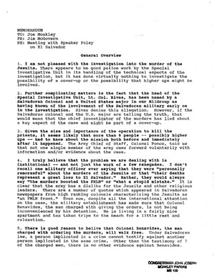 "Memorandum to John Joseph Moakley from James P. McGovern regarding mee ...