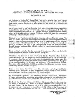 "Statement of John Joseph Moakley as Chairman of the Speaker's Special ...