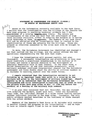 "Draft statement by John Joseph Moakley regarding the status of the Jes ...