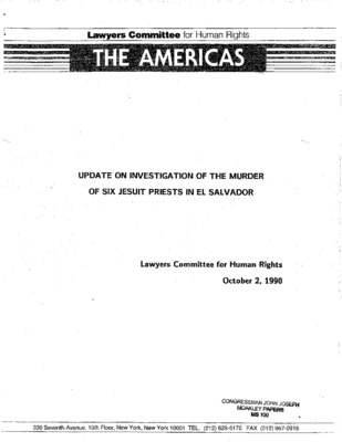 "Lawyers Committee for Human Rights, The Americas, "Update on Investiga ...