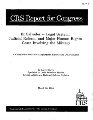 "Congressional Research Service Report for Congress, "El Salvador - Leg ...